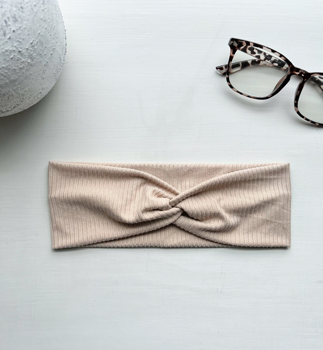 Dark Cream Ribbed Headband, Knot Headbands for Women, Solid Cream ...