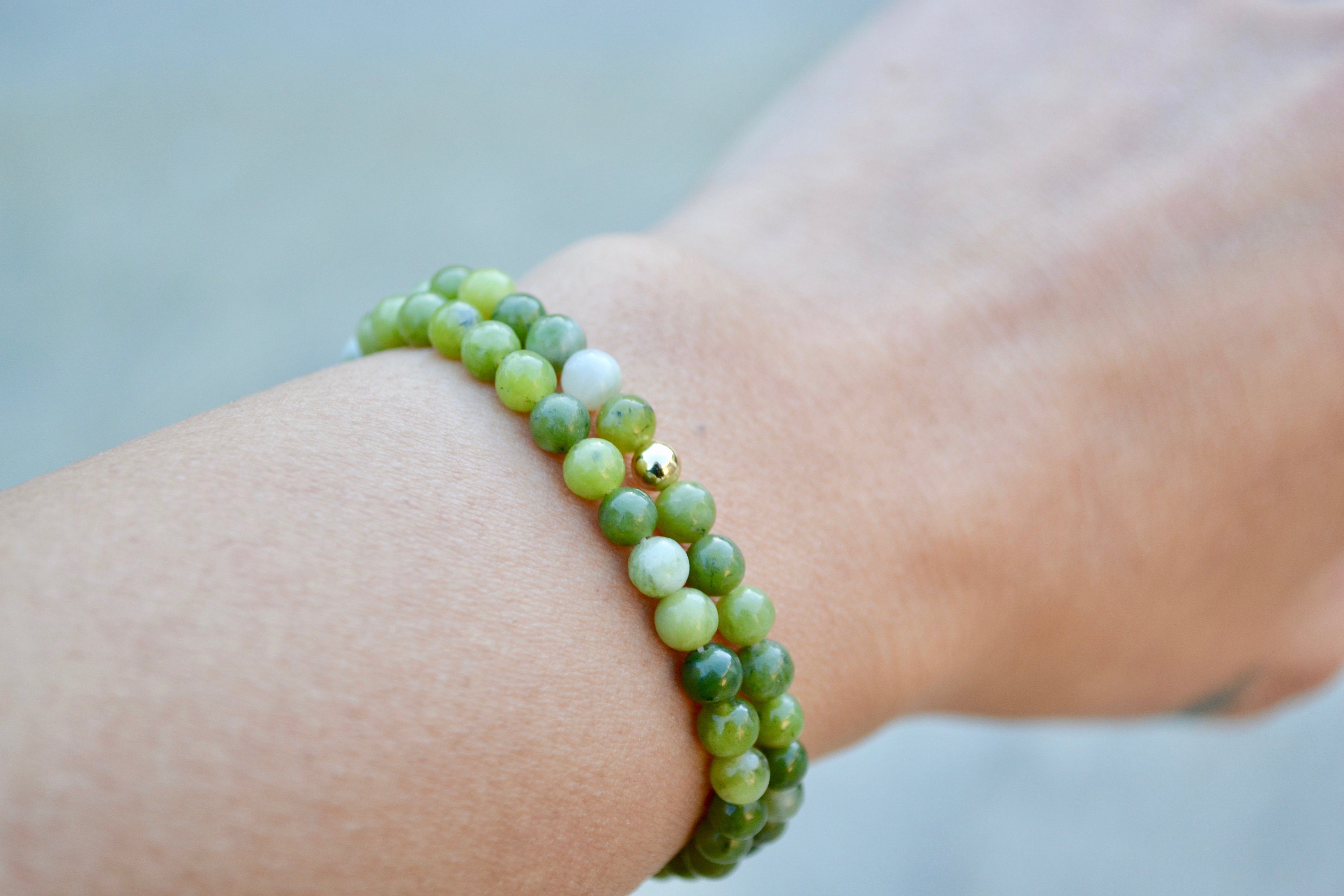 Jade / Pure 14k Gold Bead jade bracelet / lucky bracelet / - Etsy España