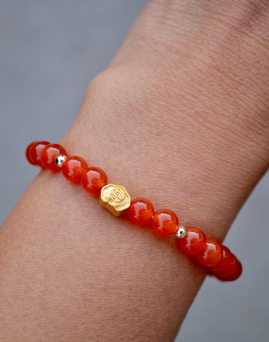 SALE Ru Yi/24 Karat Pure Gold Ruyi Bracelet/carnelian Bracelet/ruyi ...