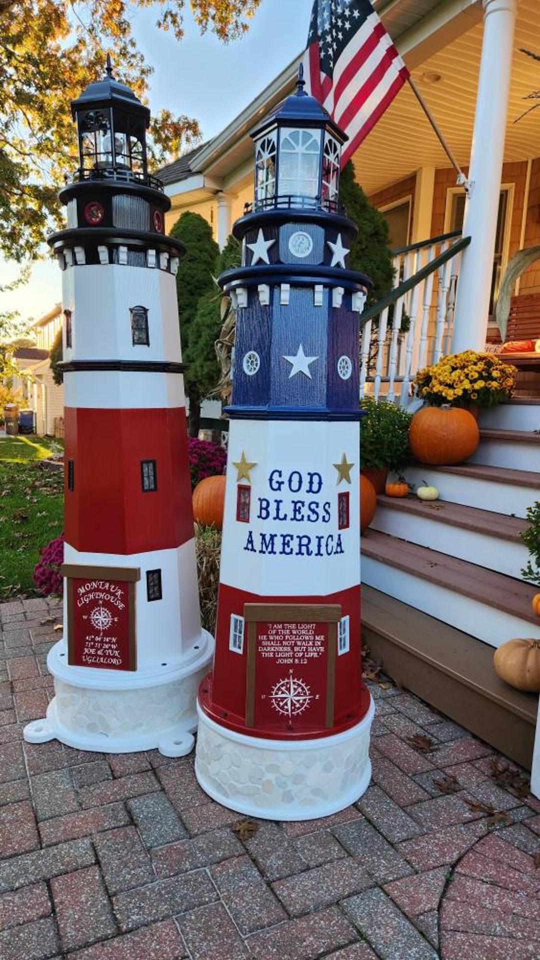 7 Foot Patriotic Lighthouse, God Bless America Lighthouse, Will Custom ...