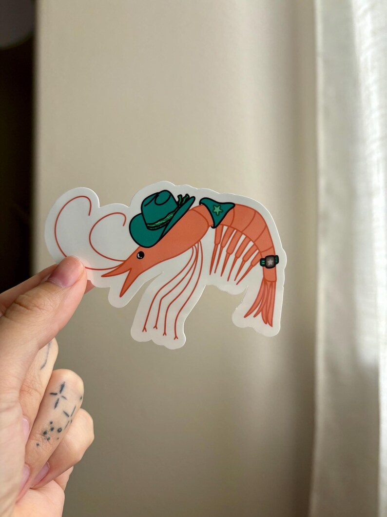 Shrimp Cowboy Sticker - Etsy