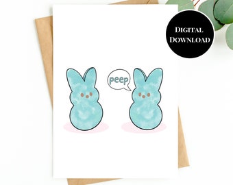 Peeps Bunny Easter Card | PINK Peeps Bunny Card - 5x7 [DIGITAL DOWNLOAD ...