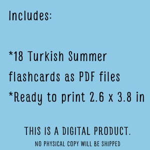 18 Turkish Flashcards, Summer Vocabulary in Turkish, Turkish Learning ...