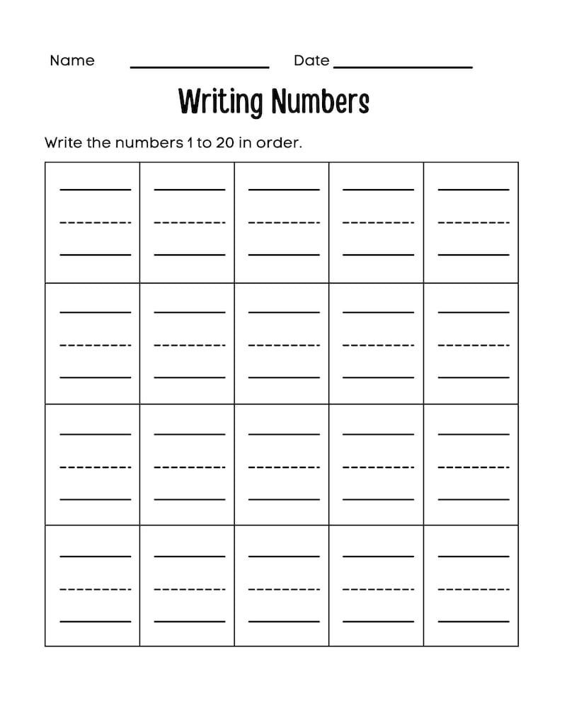Missing Numbers 1-20 Worksheets - Etsy