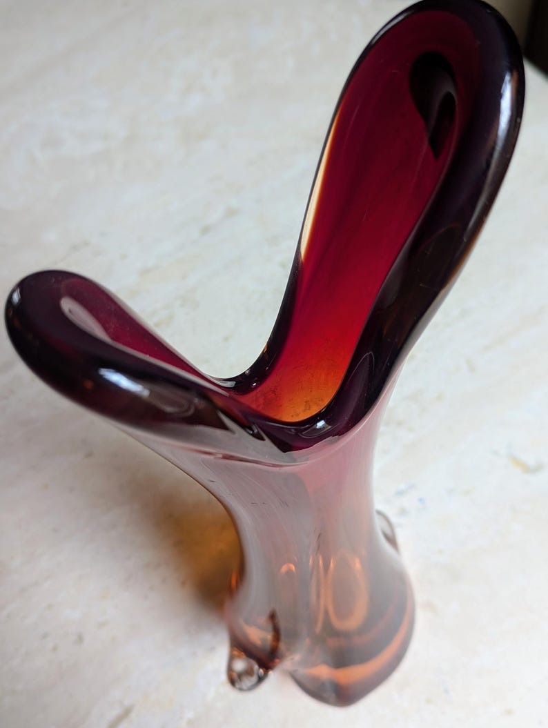 Vintage Fire Murano Glass Vase - Etsy