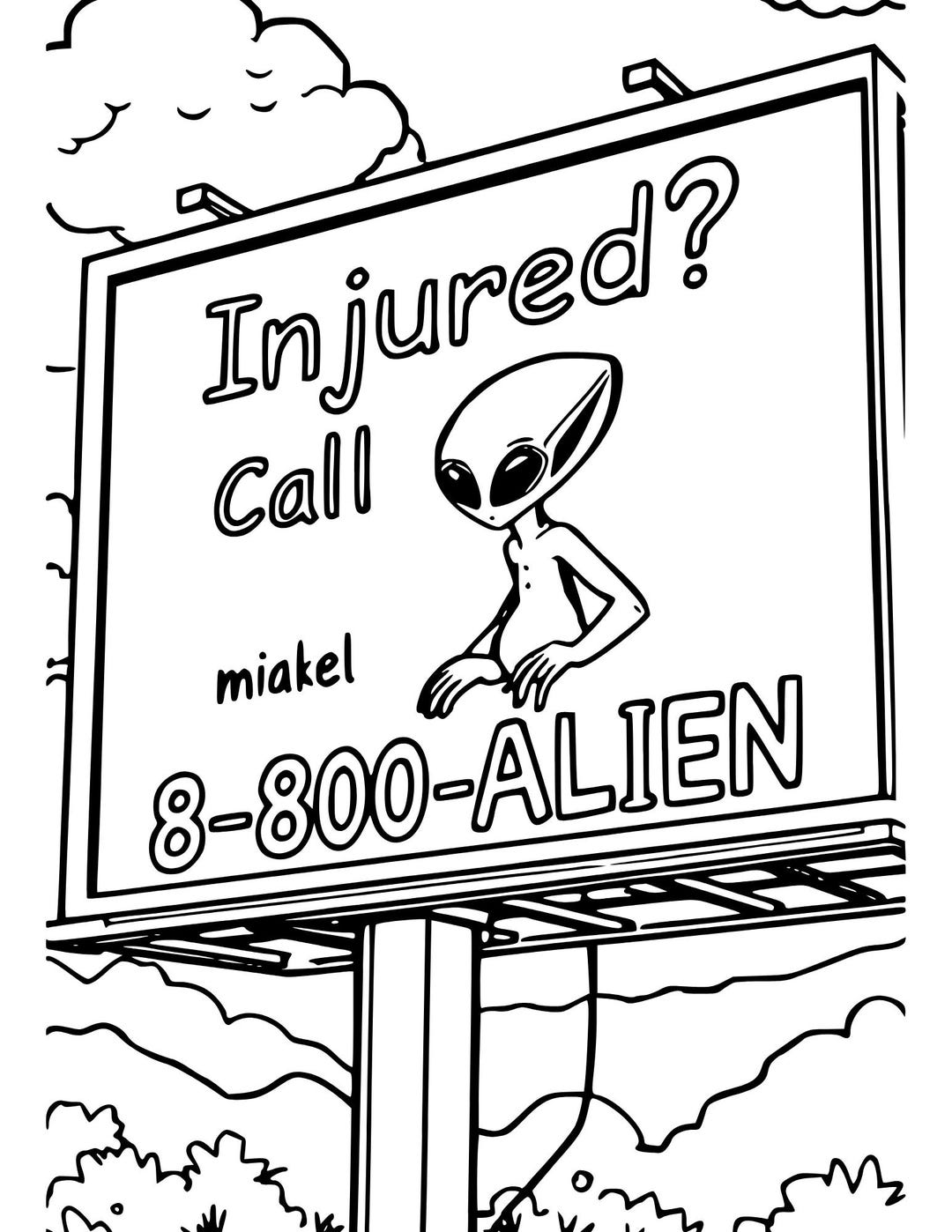 Billboard Alien Coloring Page - Etsy