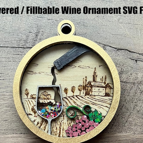 Layered Fillable Wine Ornament SVG File Wine Christmas - Etsy