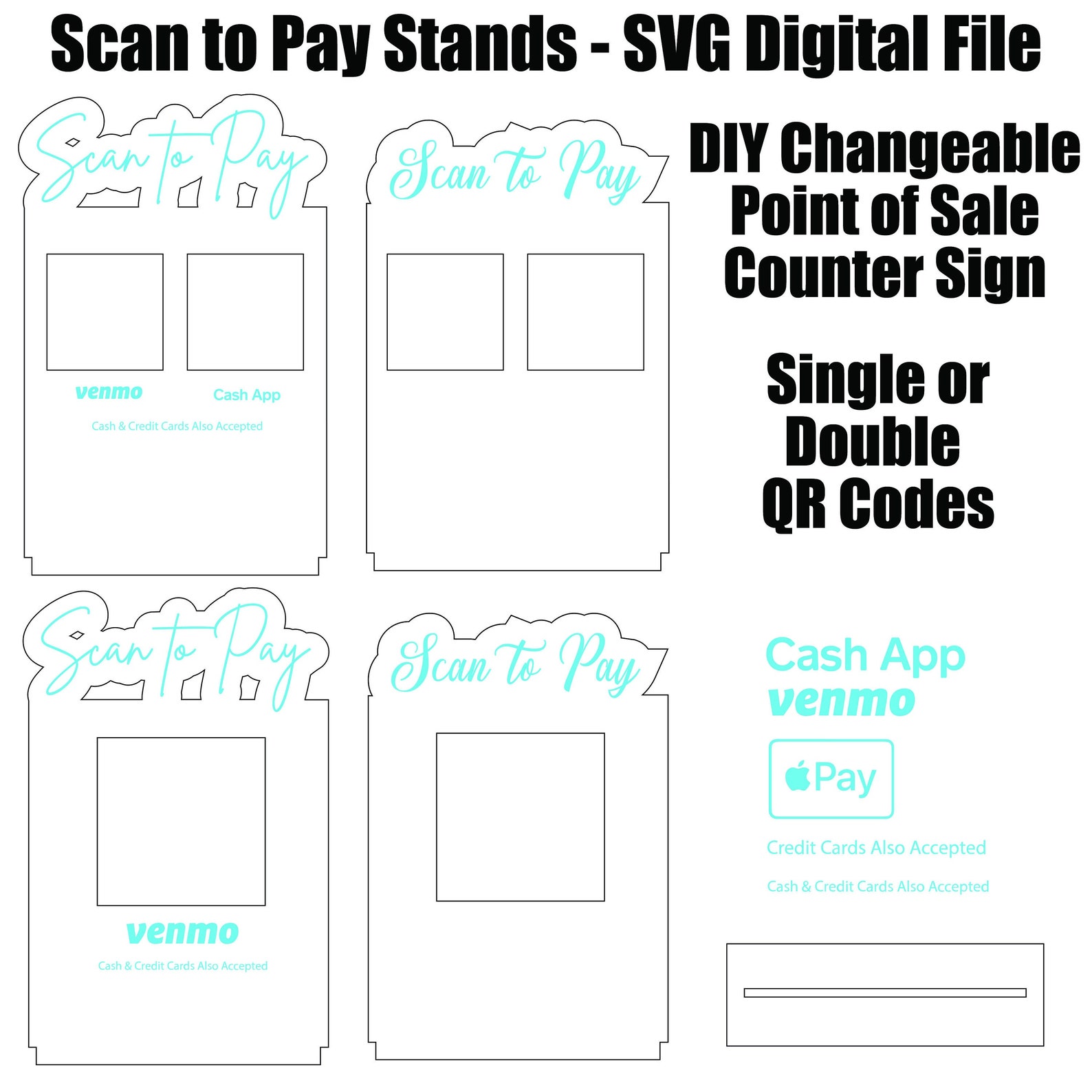 Point of Sale Scan to Pay Stand SVG, Scan to Pay Sign Svg File, Venmo ...