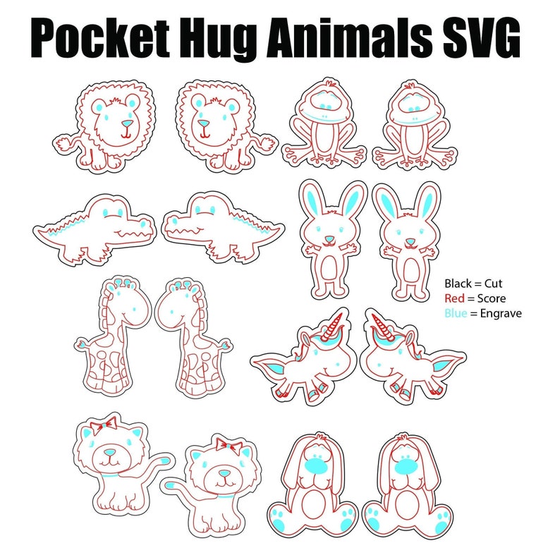 Pocket Hug SVG, Pocket Hug Animals Digital File, Pocket Pal Svg, Pocket ...