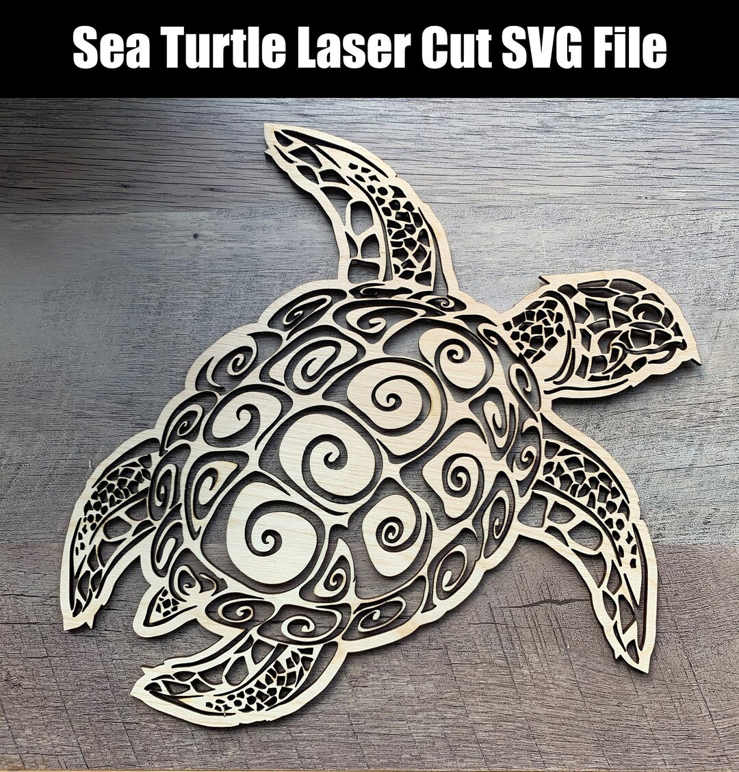 Sea Turtle SVG File, Laser Engrave Sea Turtle File, Sea Turtle Digital ...