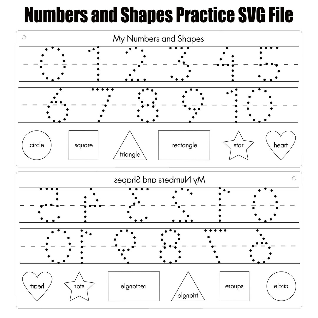 Numbers and Shapes Tracing Practice SVG, Number Practice Laser Engrave ...