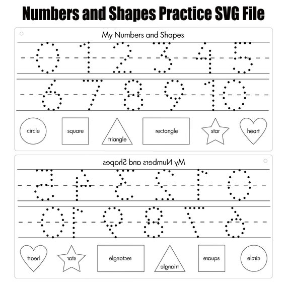 Numbers and Shapes Tracing Practice SVG Number Practice Laser - Etsy