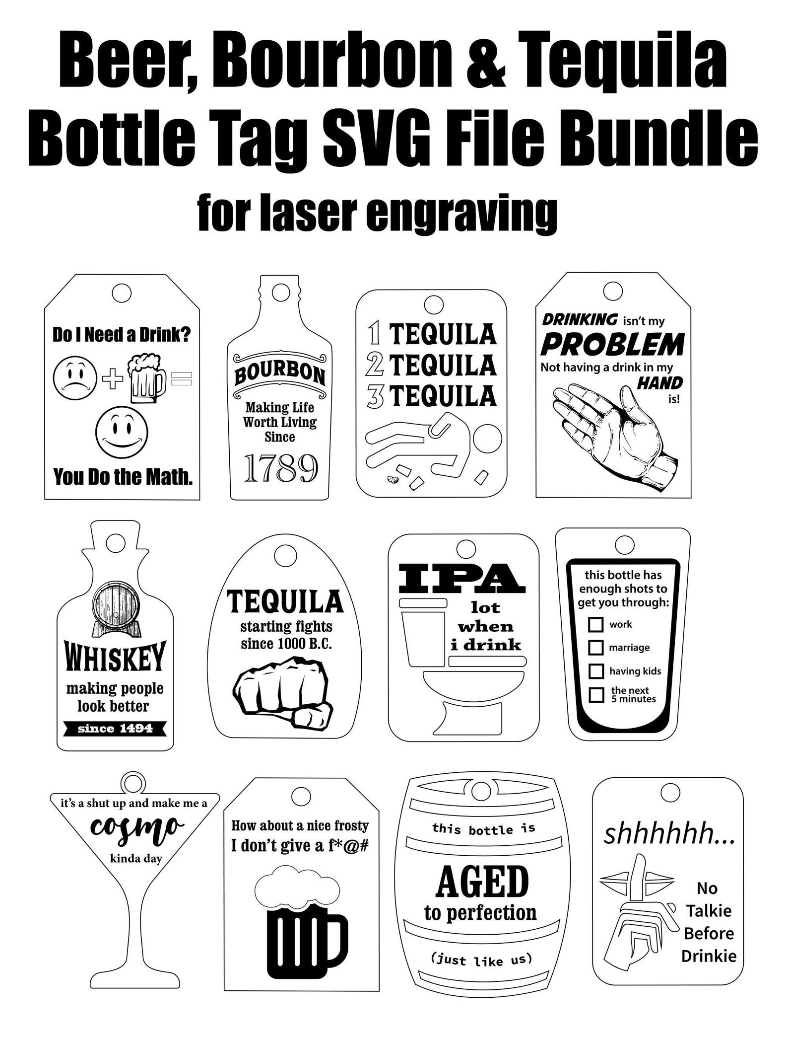 Bottle Tag SVG Booze Tag Svg File Bottle Tags Beer Bottle - Etsy