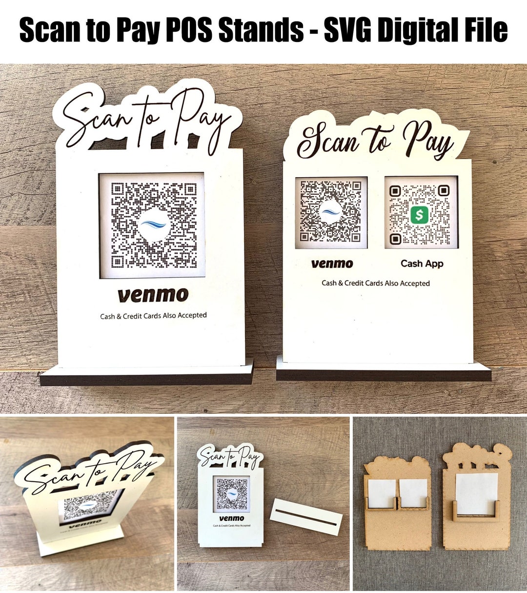 Point of Sale Scan to Pay Stand SVG, Scan to Pay Sign Svg File, Venmo Apple Pay Cash App QR Code ...