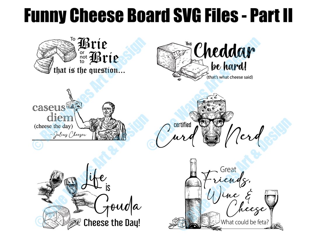 Funny Cheese Board SVG Files Cheese Puns Svg File Bundle - Etsy Australia
