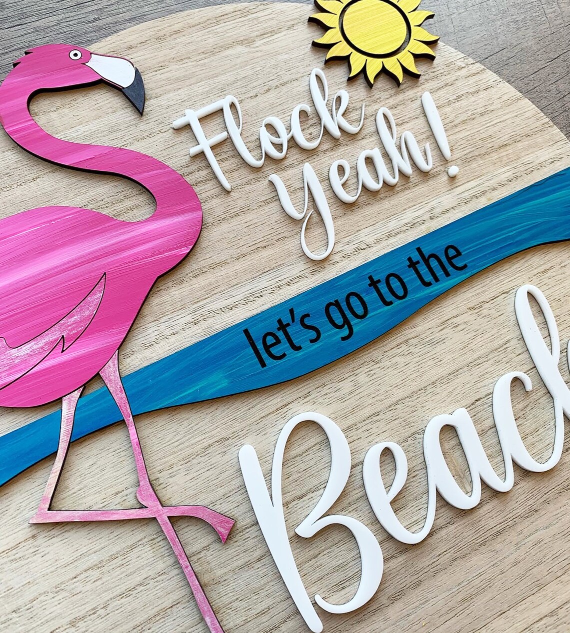 Flamingo Wall Sign SVG File, Flock Yeah Flamingo Plaque Svg File ...