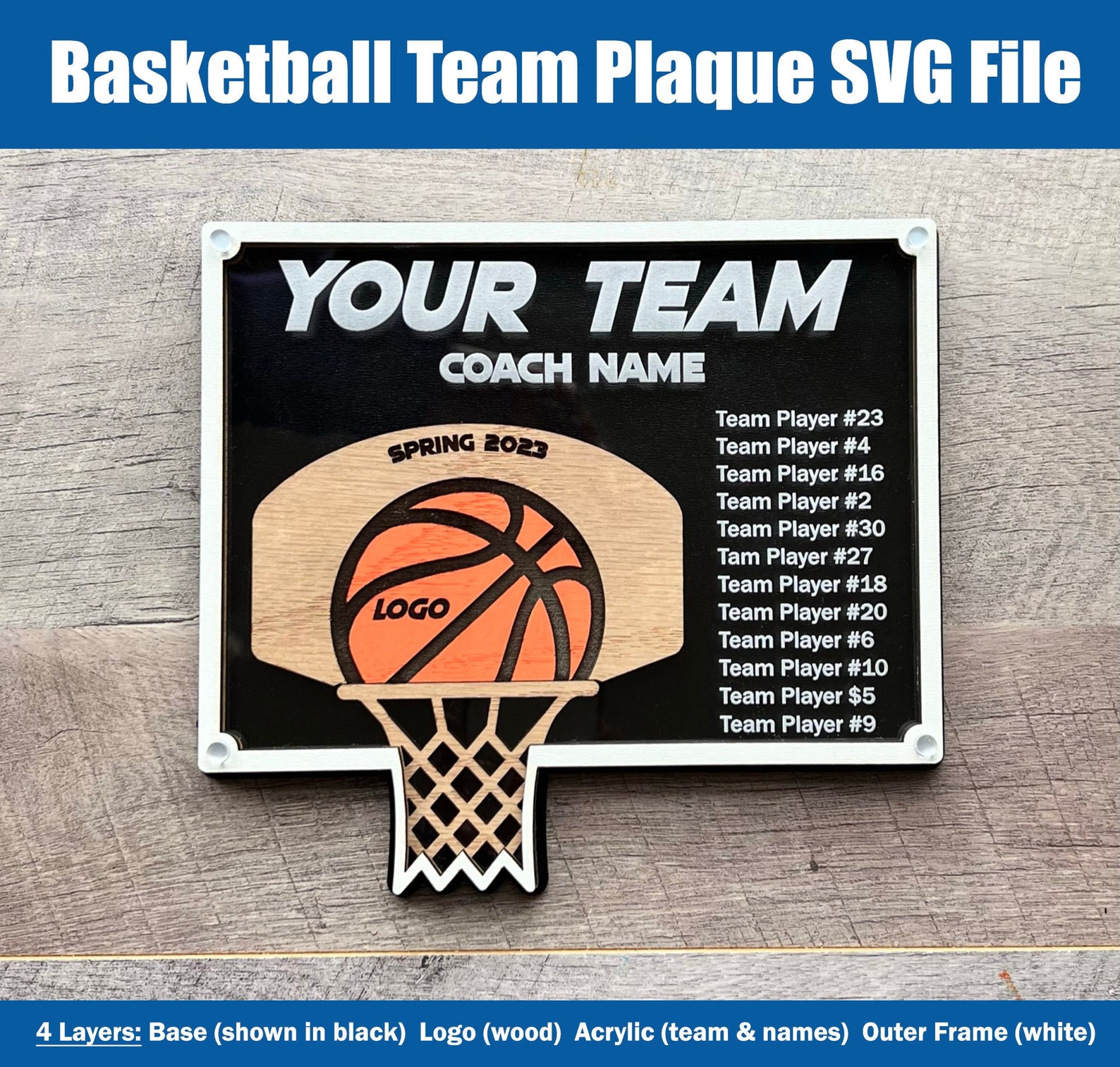 Basketball Team Plaque SVG File, Basketball Plaque Digital File, Sports ...