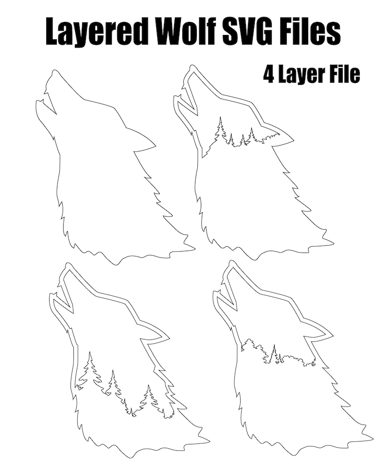 Layered Wolf SVG File, Multi Layer Svg File, Multi-layer Wolf Digital ...