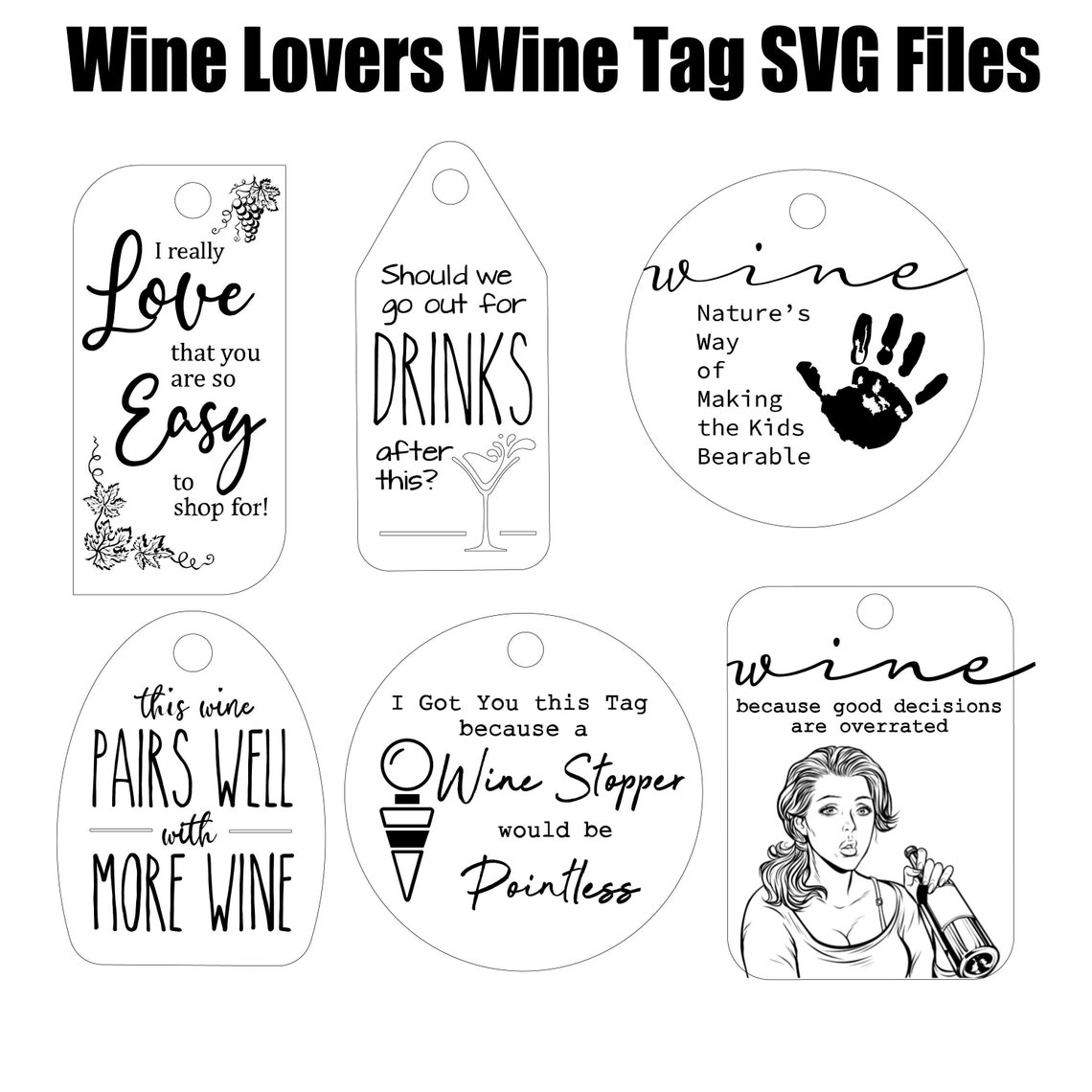 Wine Tag SVG File Laser Engrave Svg Wine Tag Laser File | Etsy