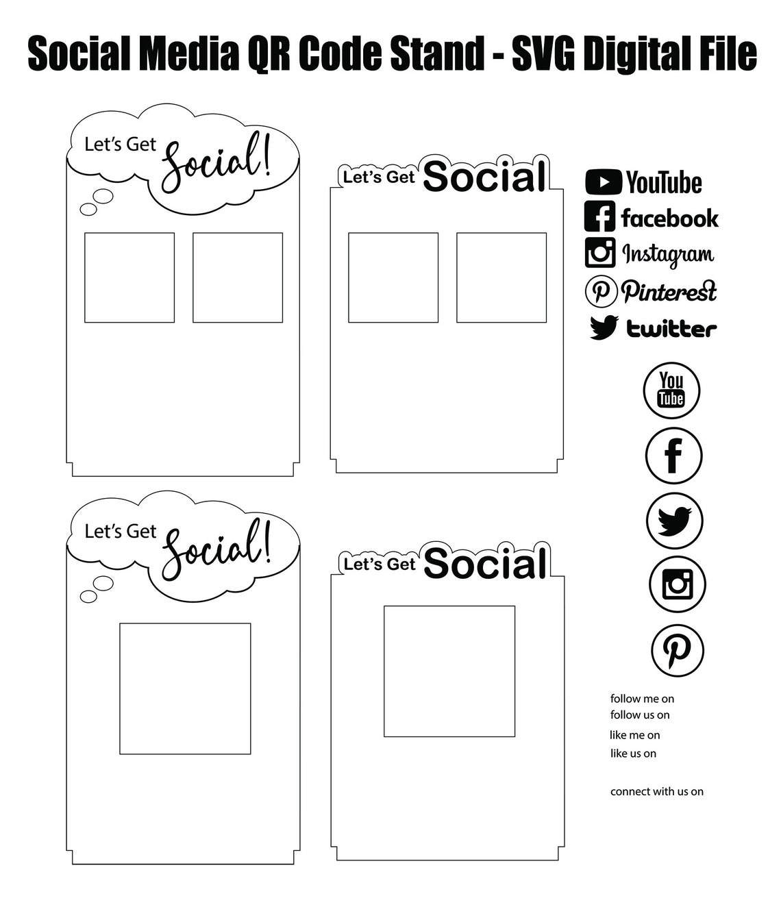 Social Media QR Code Stand SVG, Social Media Sign Svg, QR Code Stand ...