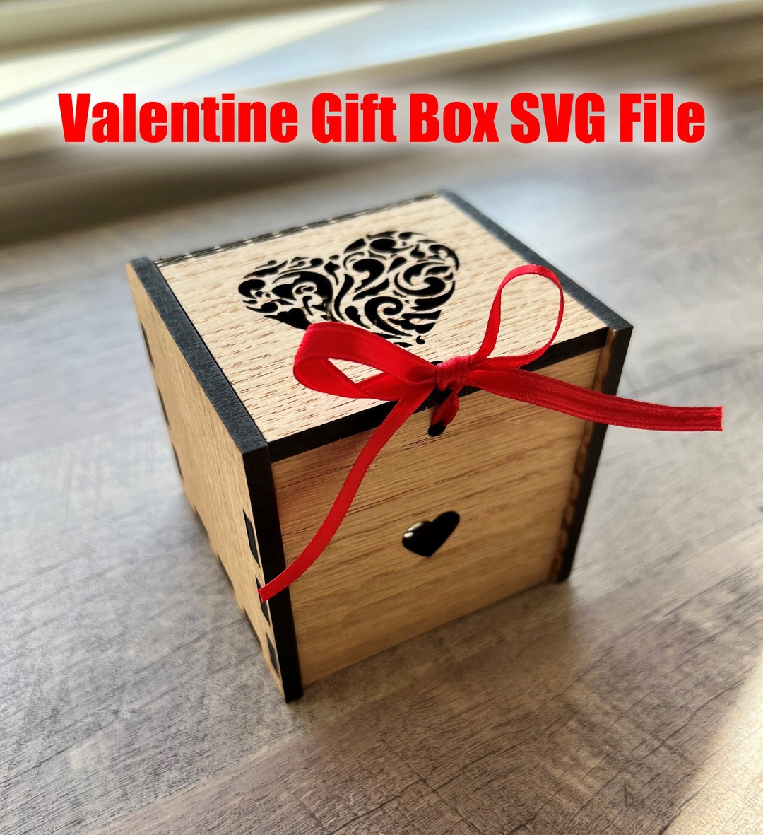 Valentine Gift Box With Living Hinge Lid SVG File, Valentine Box Svg ...