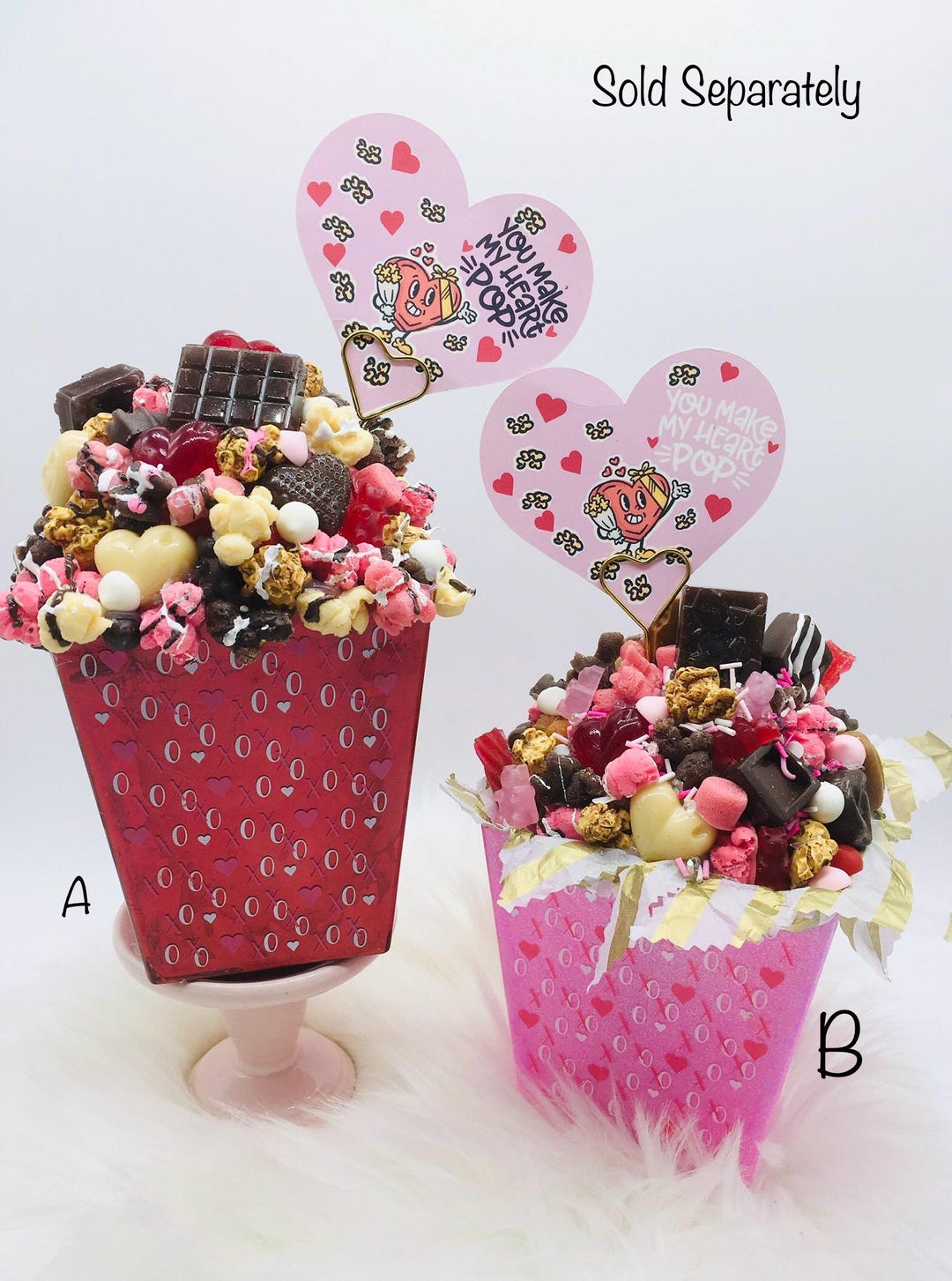 Valentines Day Fake Popcorn Bucket, Fake Chocolate, Candies, Party ...