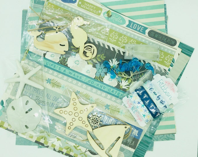 Scrapbook Paper Kit, Beach, Travel Theme, Shadow Box Kit, Junk ...
