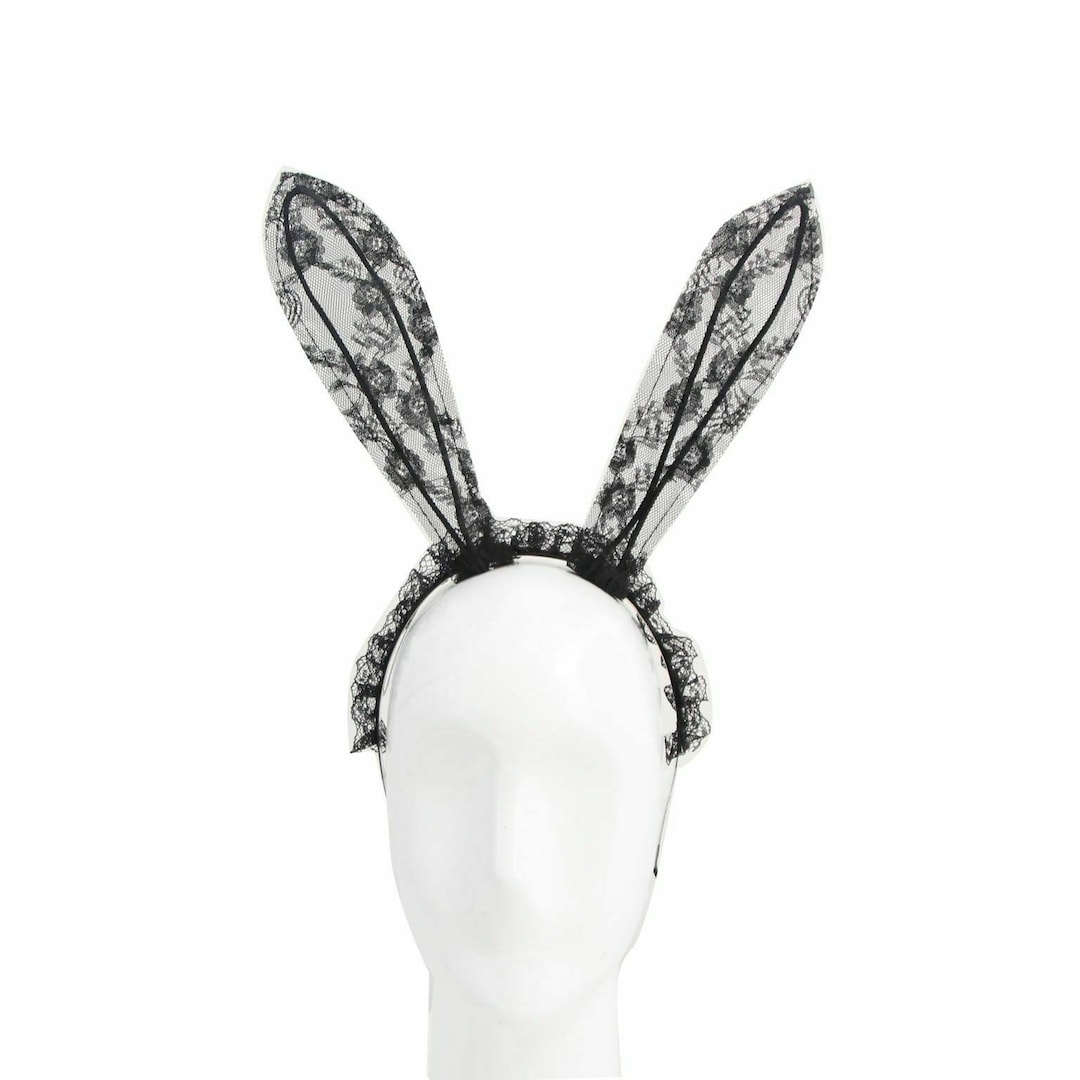 Luxspecialty Black Bunny Rabbit Lace Ear Headband Halloween - Etsy