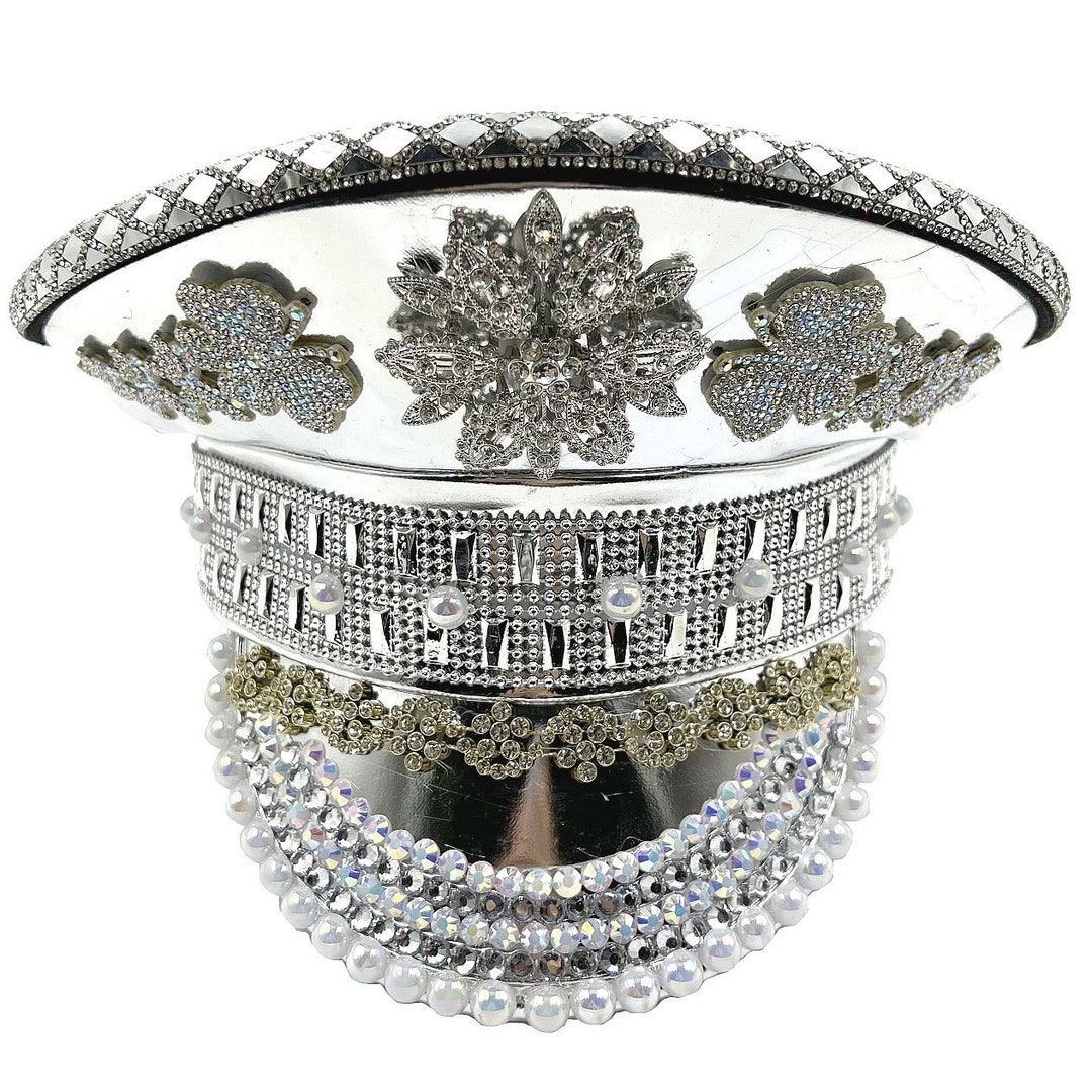 Clydia Reflecting Gleaming Sparking Crystal Sailor Captain Hat - Etsy