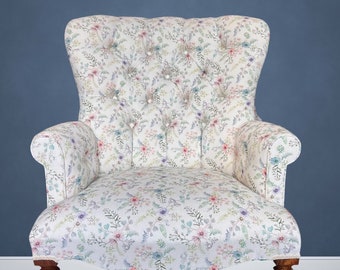 Armchair Chair Seat in a Printed Tree Design in Green on Velvet ...