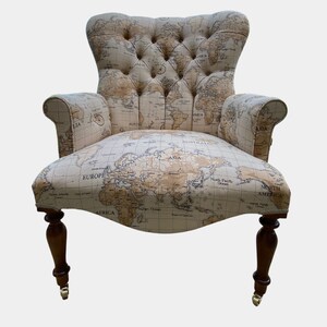 Armchair Chair Seat With a Printed Map of the World Design on Light ...