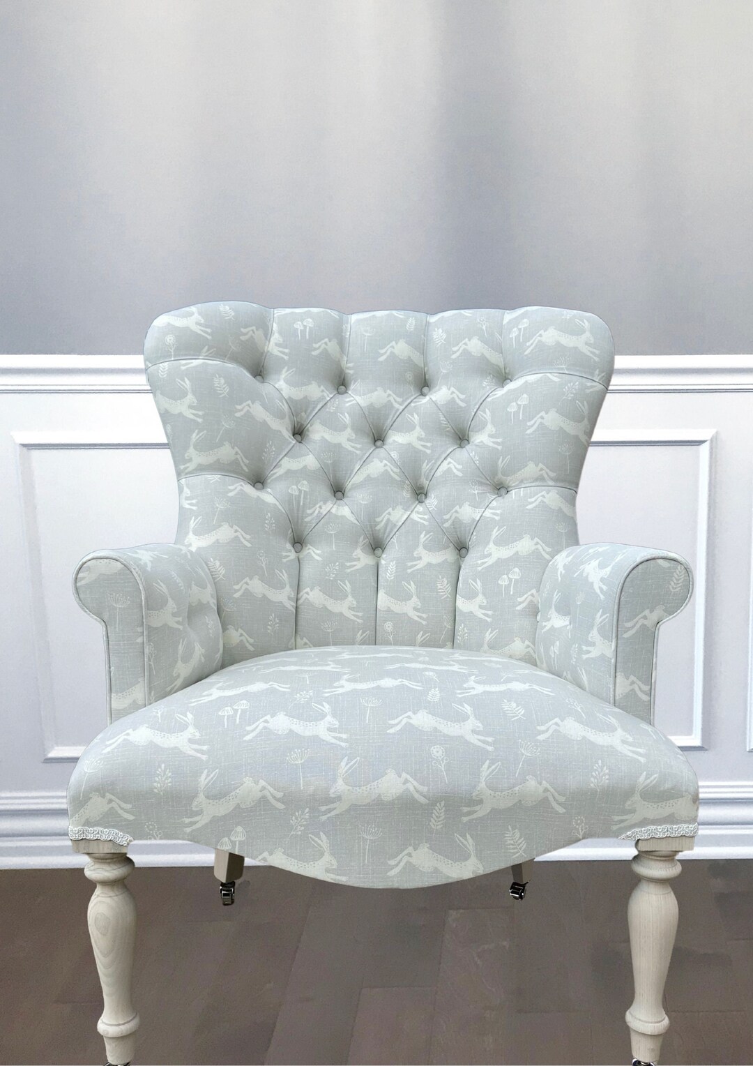 Armchair Chair Seat in Grey With Printed Bunny Rabbits Animal - Etsy UK