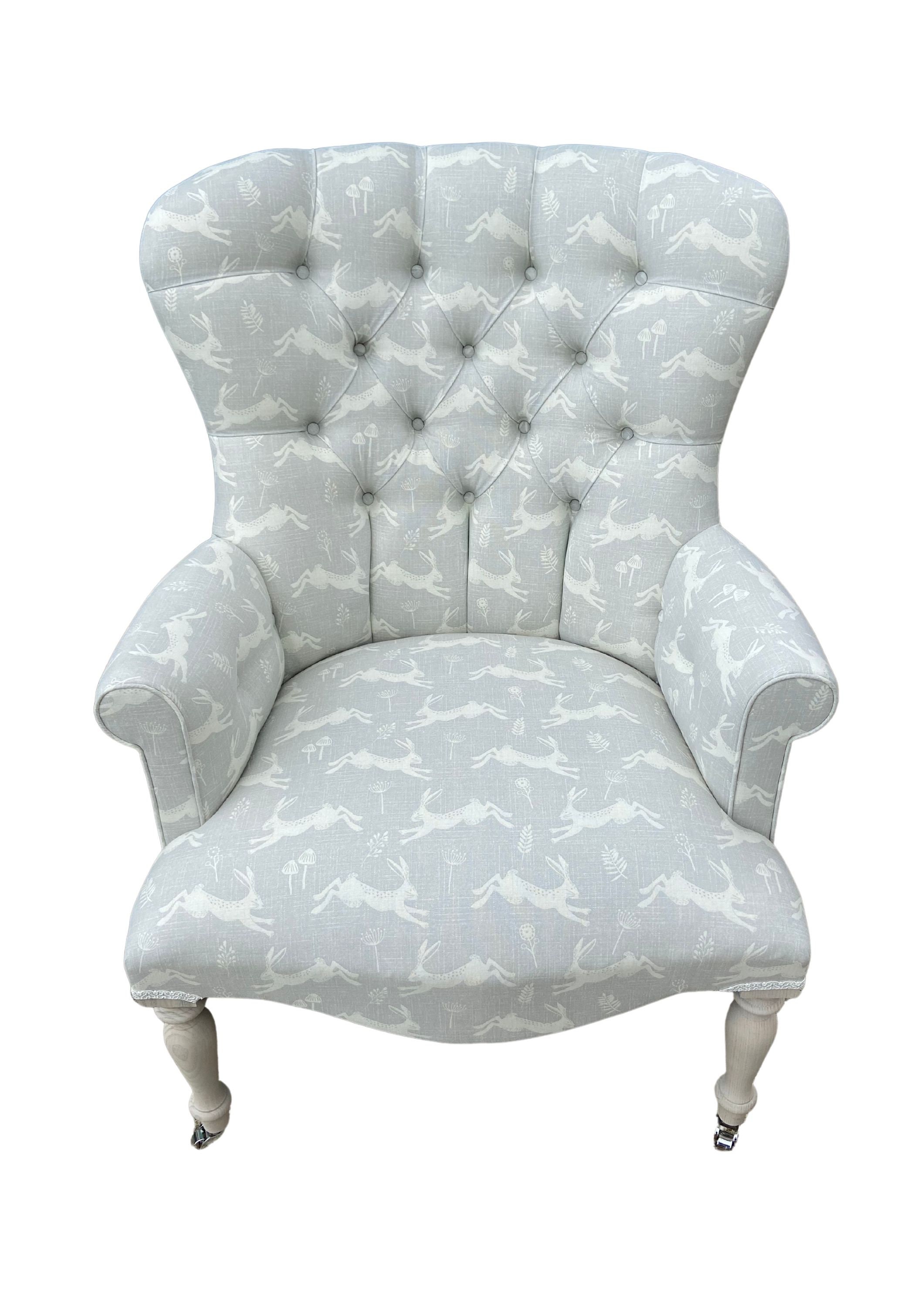 Armchair Chair Seat in Grey With Printed Bunny Rabbits Animal - Etsy UK