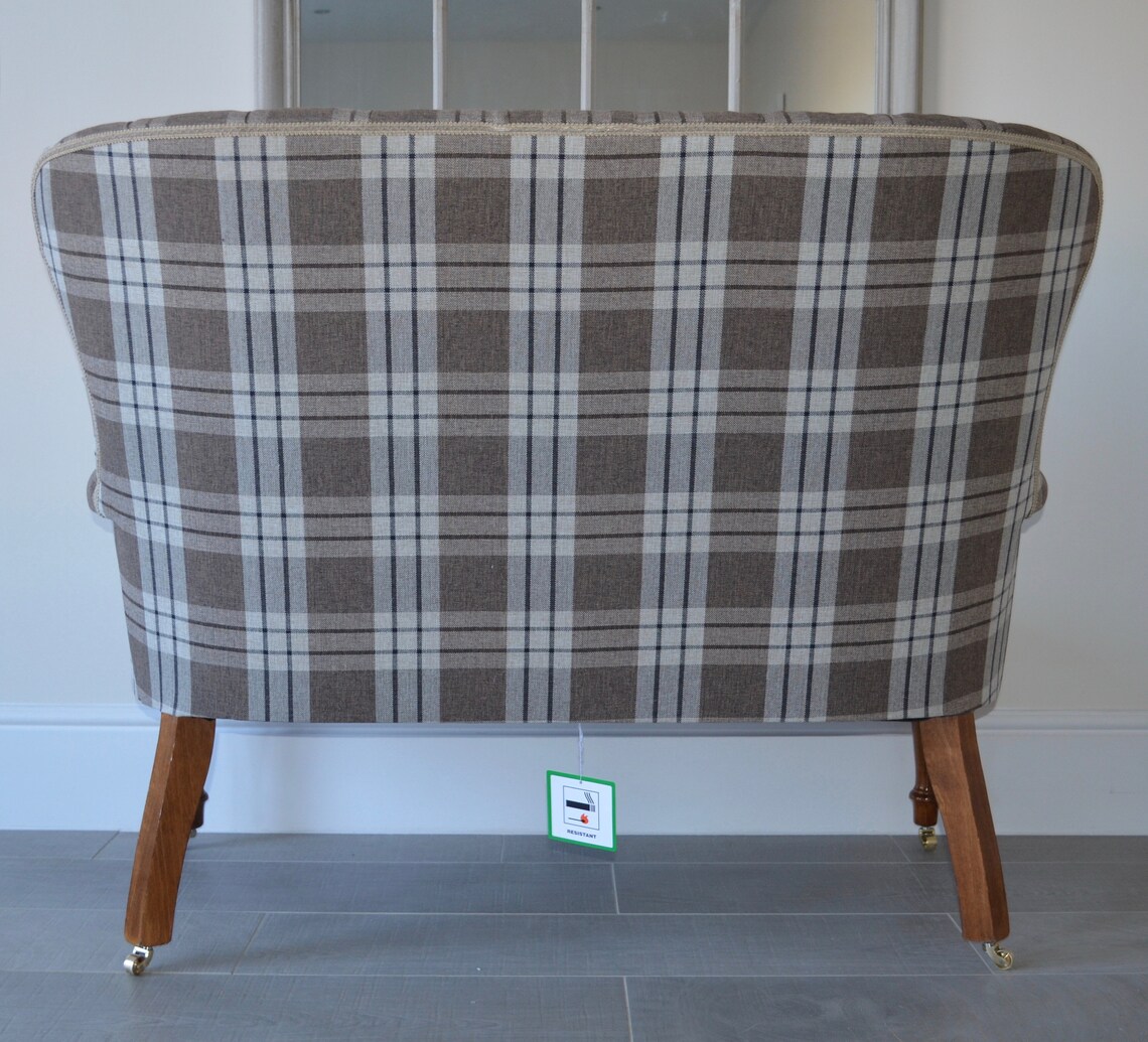 Small Two Seater Armchair Chair/sofa in Brown Check/tartan. - Etsy