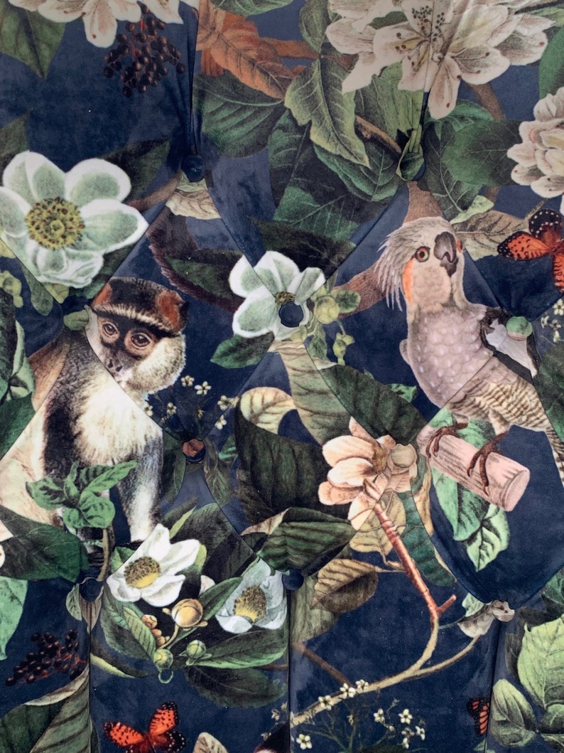 Digital Printed Monkey & Parrot Animal Floral Armchair Chair - Etsy