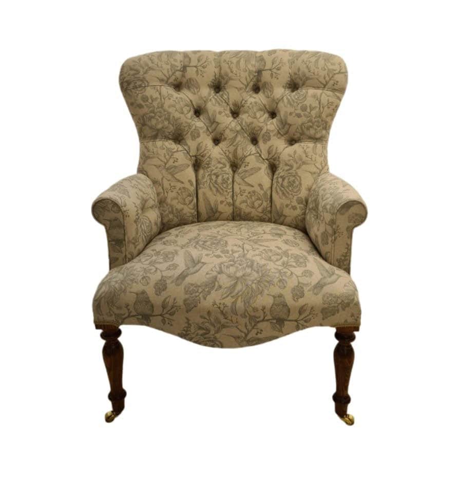 Armchair Chair Seat Duck Egg Birds Floral on Linen - Etsy UK
