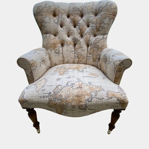 Armchair Chair Seat With a Printed Map of the World Design on Light ...