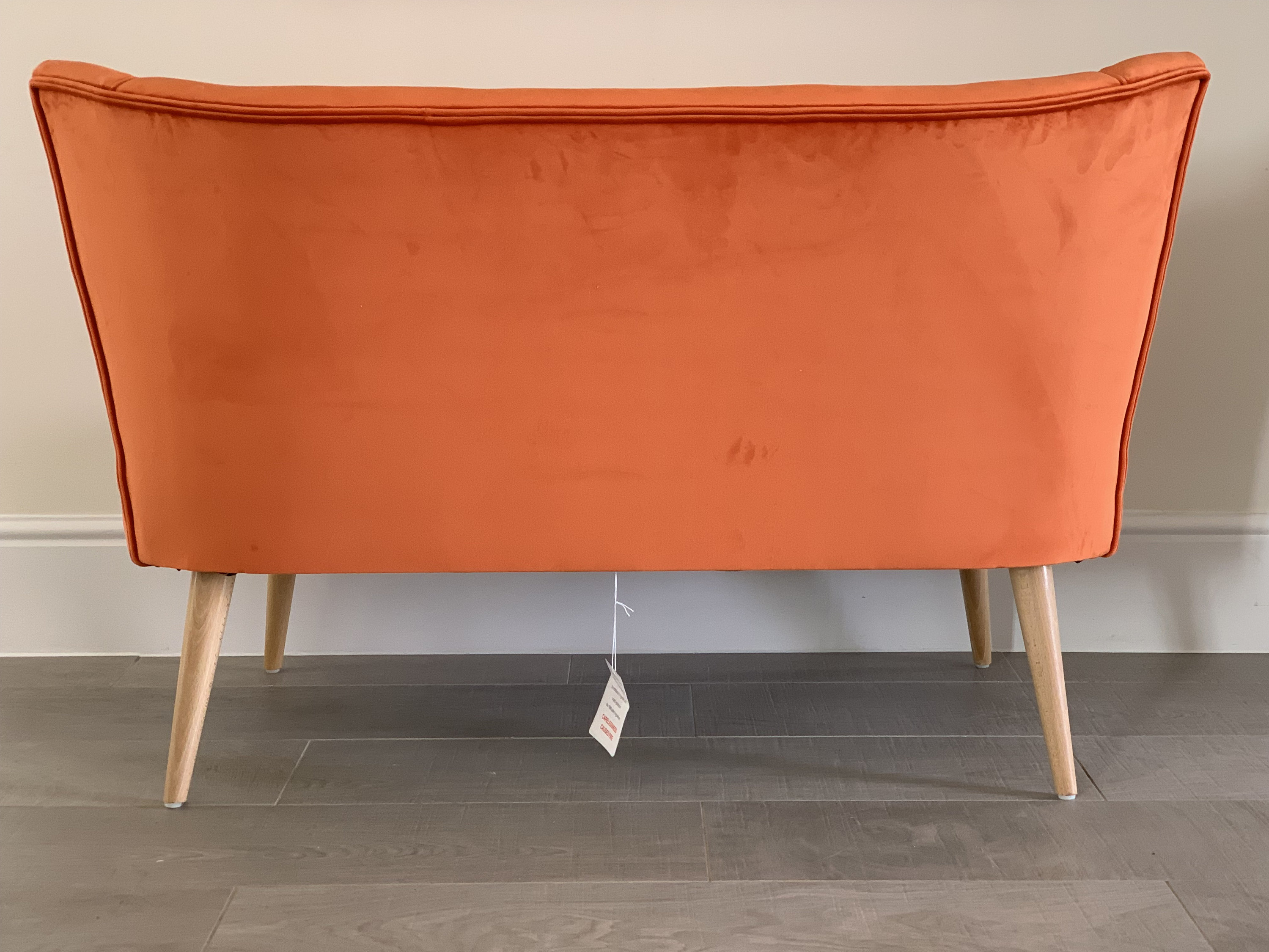 Two Seater Cocktail Sofa Bench Seat in Plain Orange Velvet . - Etsy UK