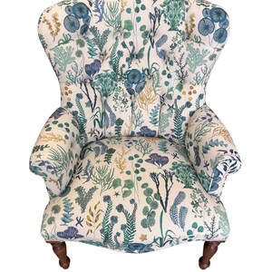 Armchair Chair Seat in a Printed Seaweed Starfish Coastal Design on ...