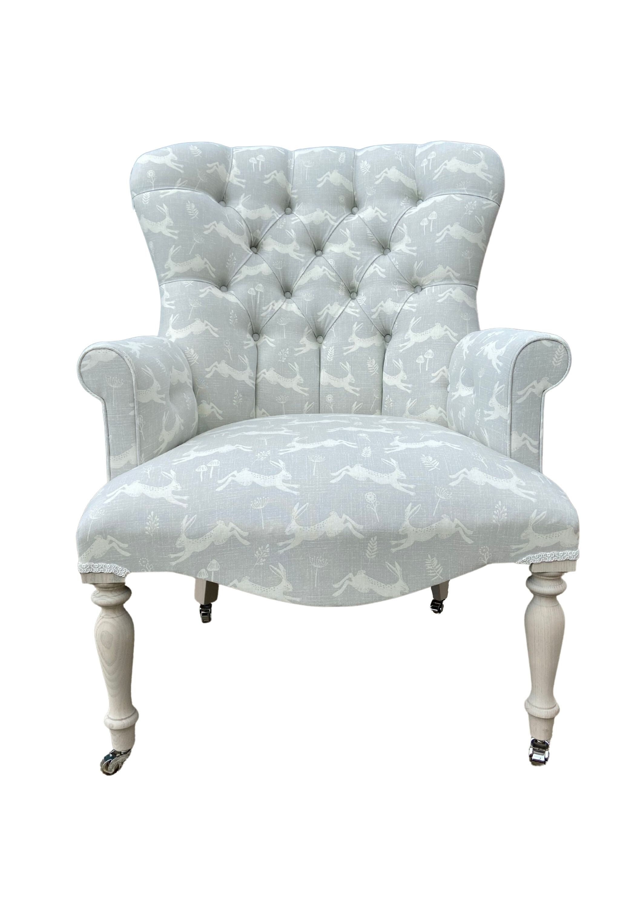 Armchair Chair Seat in Grey With Printed Bunny Rabbits Animal - Etsy UK