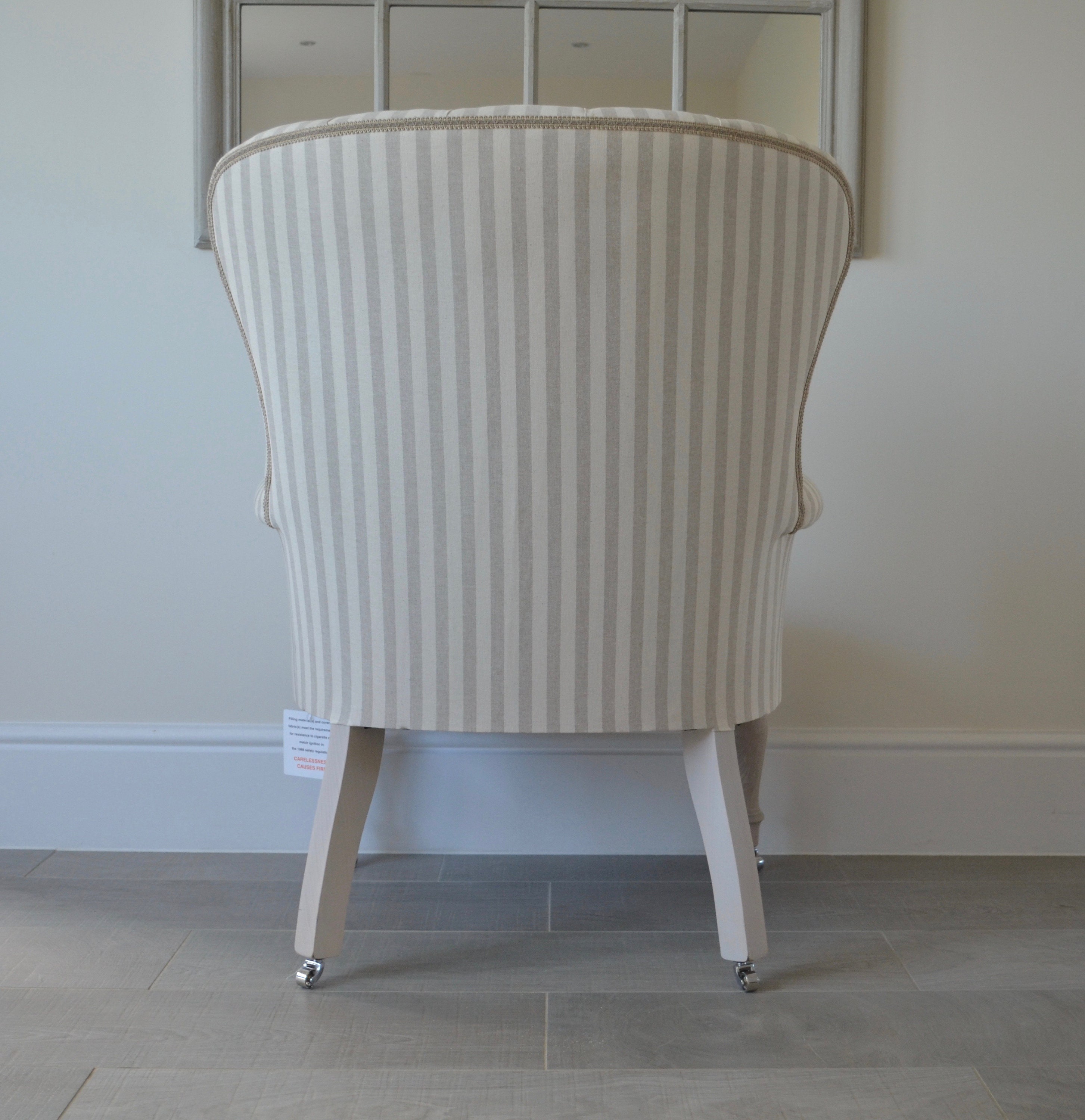 Armchair Chair Seat White & Grey Stripe Linen. Handmade in UK - Etsy UK