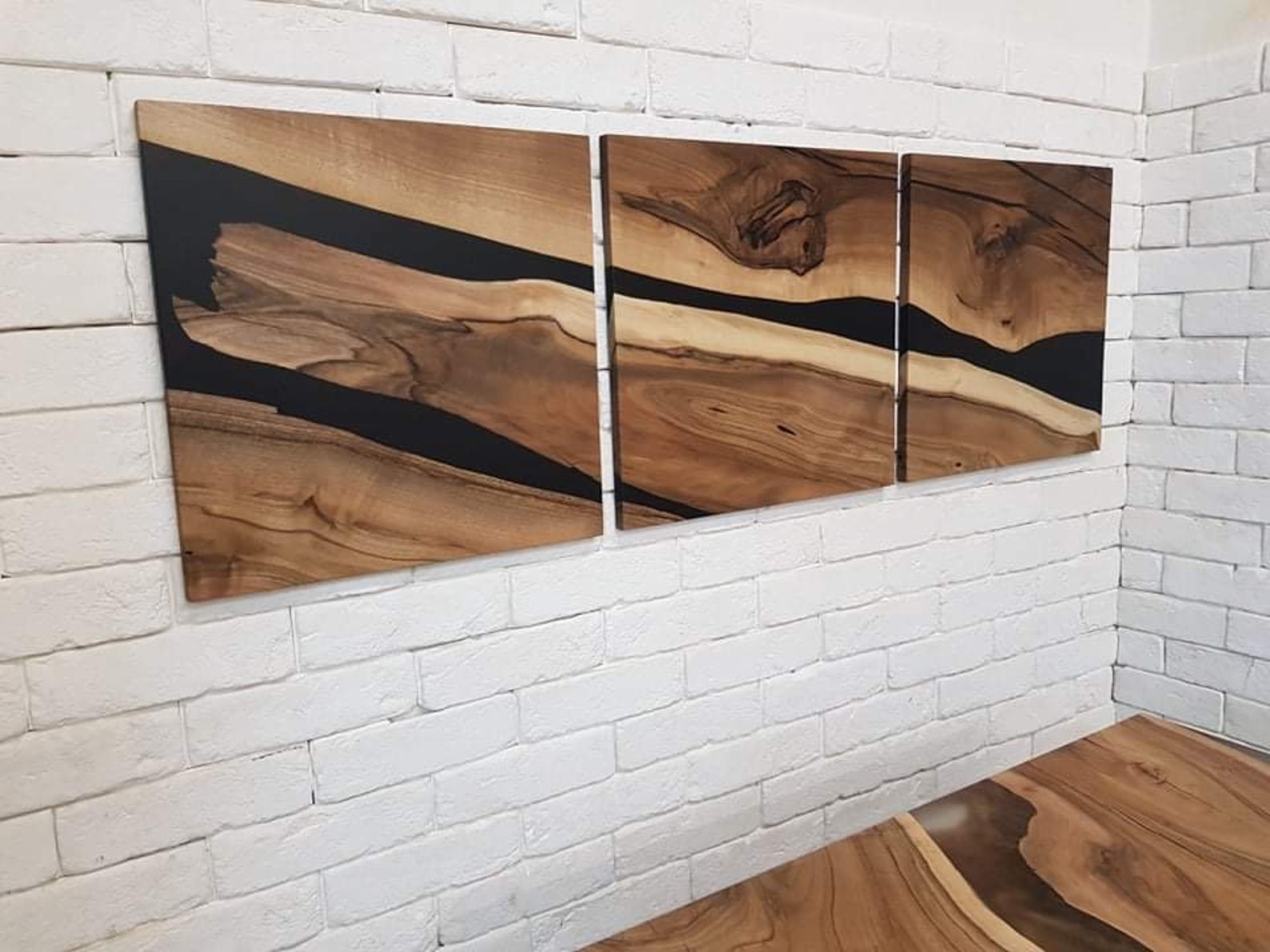 Triptych / Wood Epoxy Resin Wall Art/ Wall Decoration / Art Wall - Etsy
