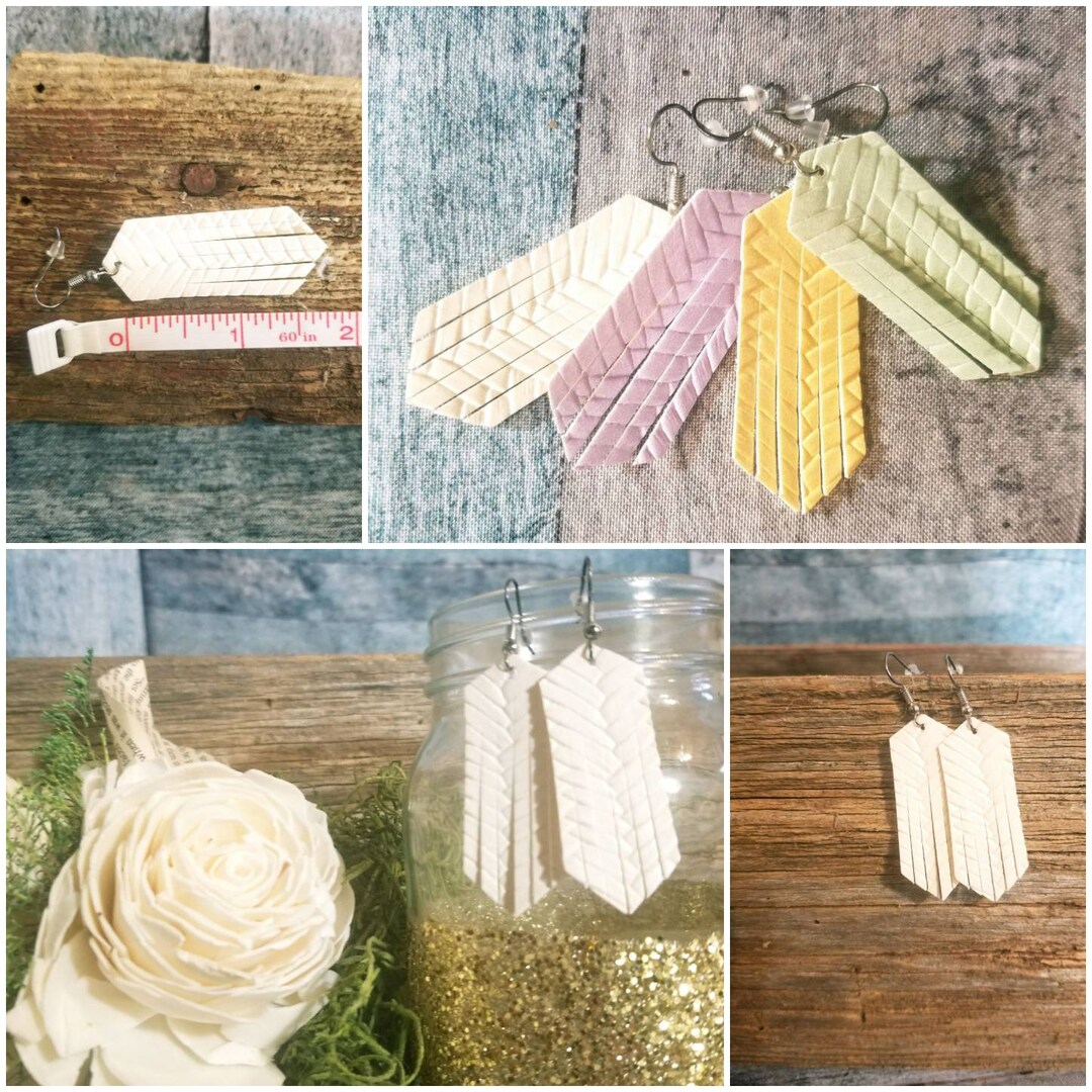 Pastel Fishtail Braid Faux Leather Earring - Etsy