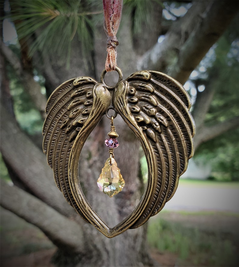 Angel Wings & Swarovski Baroque Crystal Ornament or Sun | Etsy Angel Wings & Swarovski Baroque Crystal Ornament or Sun | Etsy