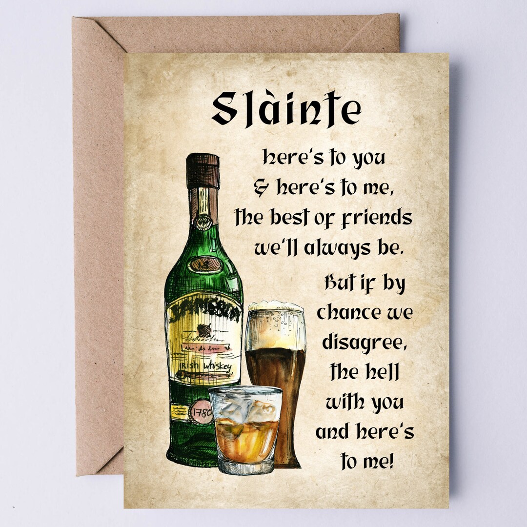Irish Drinking Toast Card Sláinte Card Ireland Toast Here's to You ...