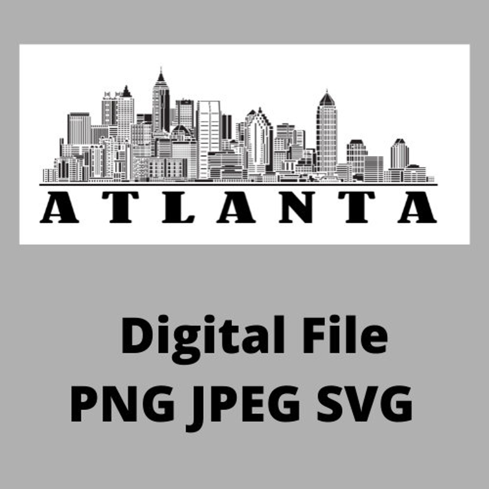 ATLANTA CITYSCAPE Digital File-png Jpeg Svg - Etsy