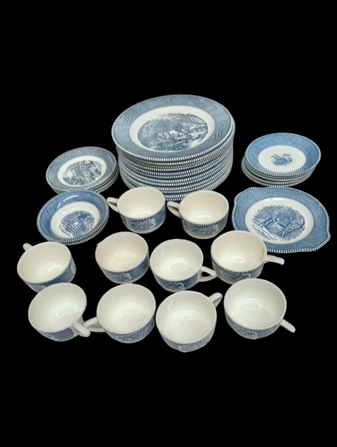 Currier and Ives Dinnerware Antique Royal China Vintage Cavalier ...