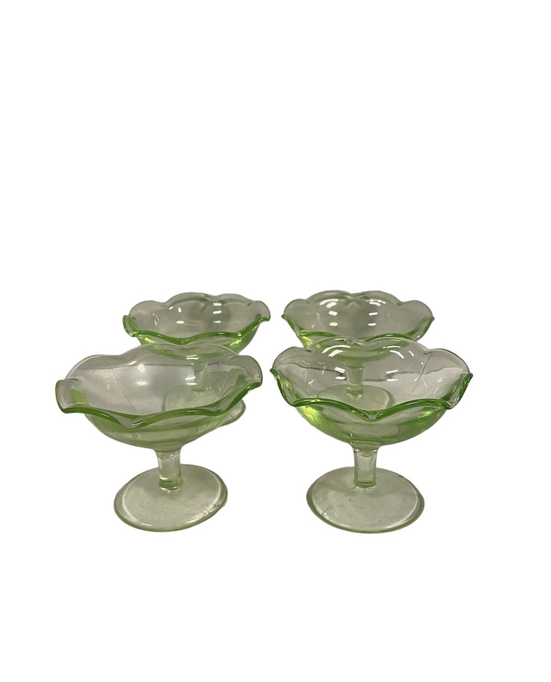 Vintage Antique Depression Glass Compote Glass Dessert Cups Bowls Set ...