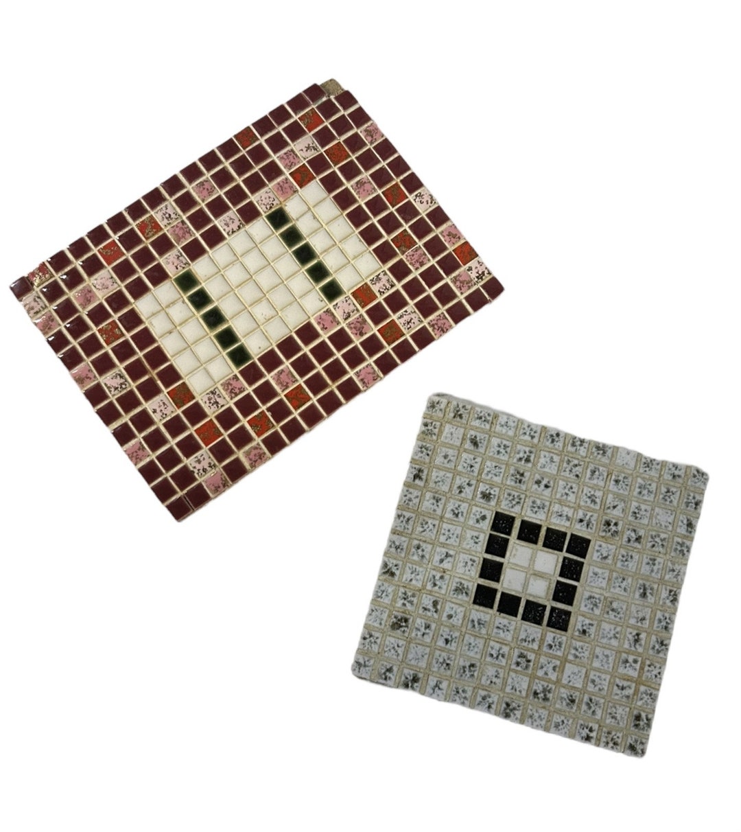 1970s Vintage MCM Handmade Mosaic Tile Slate Trivet Retro Set of 2 ...