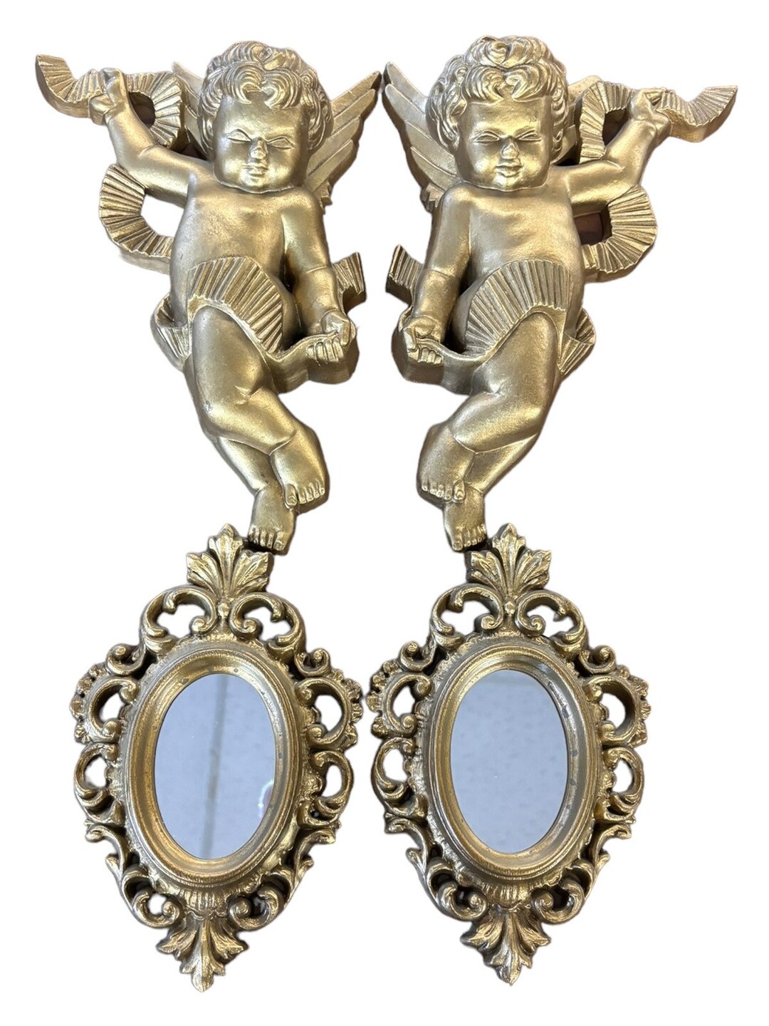 Cherub Gold Winged Angels and Mirrors Set of 4 Burwood Product - Etsy UK